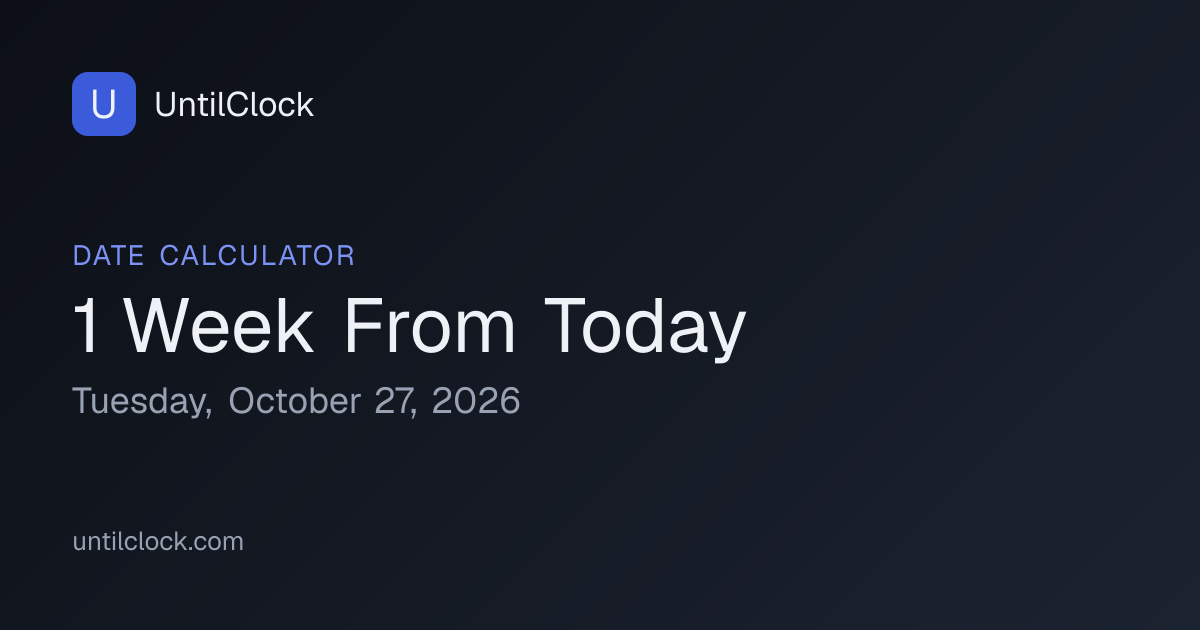 What Date Is 1 week From Today? | UntilClock